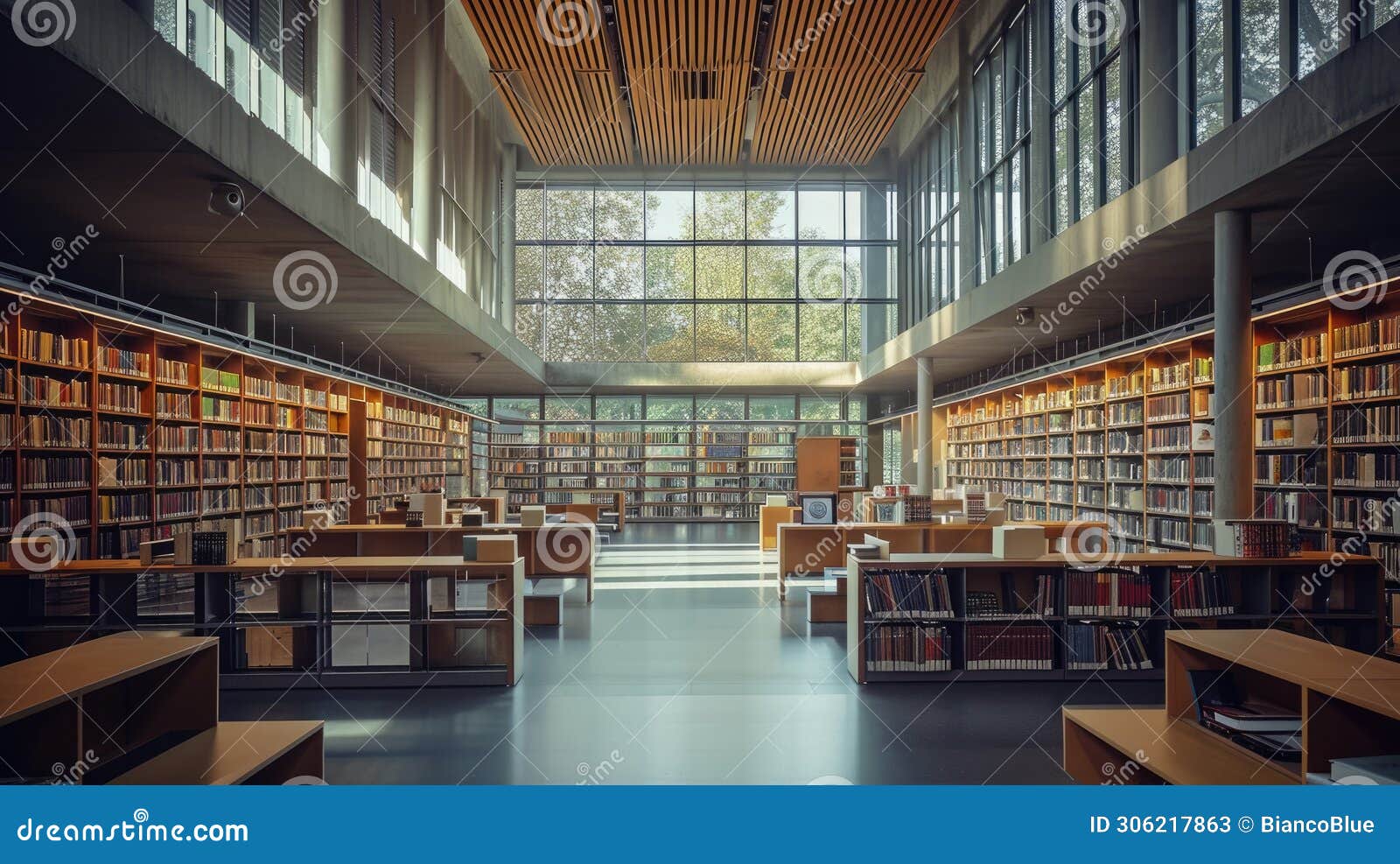 Contemporary Public Library Interior. Resplendent. Stock Image - Image ...