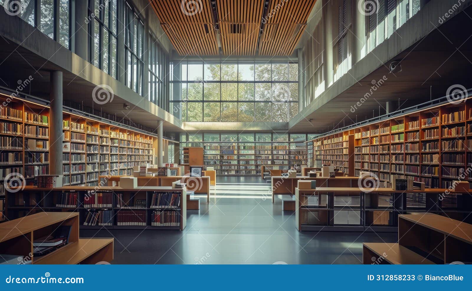 Contemporary Public Library Interior. Resplendent. Stock Image - Image ...
