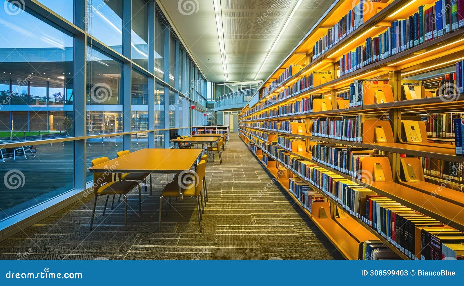 Contemporary Public Library Interior. Resplendent. Stock Image - Image ...