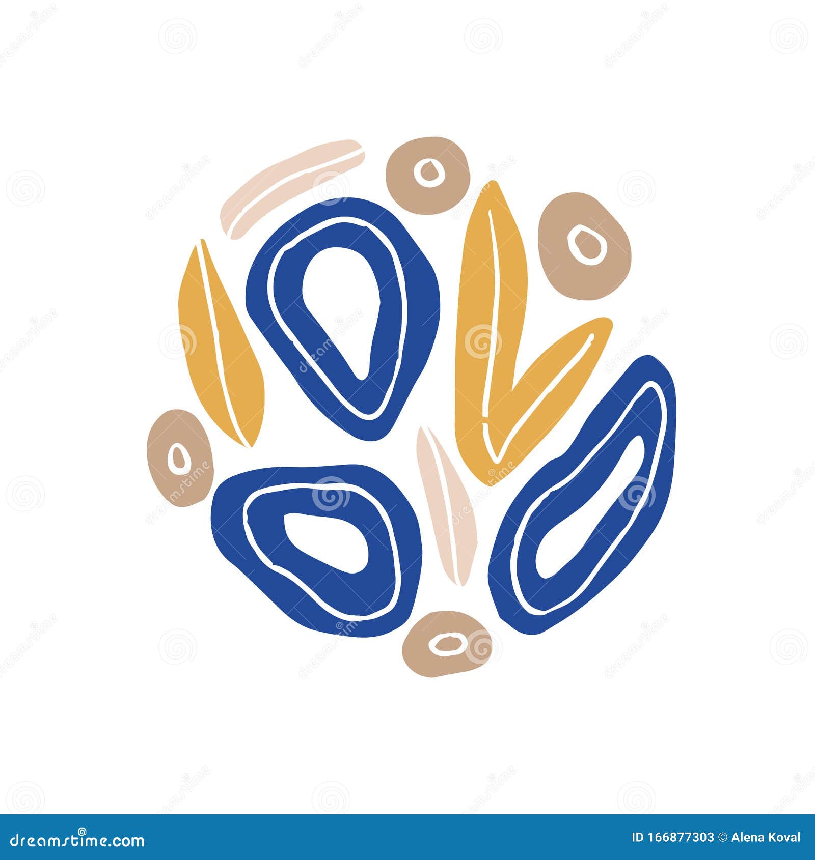 Contemporary Round Composition Hand Drawn Vector Illustration. Colorful ...