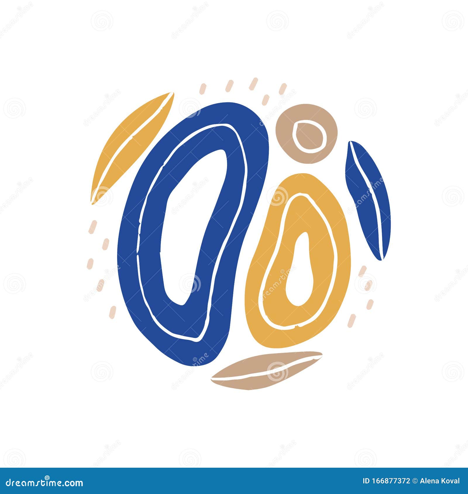 Contemporary Round Composition Hand Drawn Vector Illustration. Colorful ...