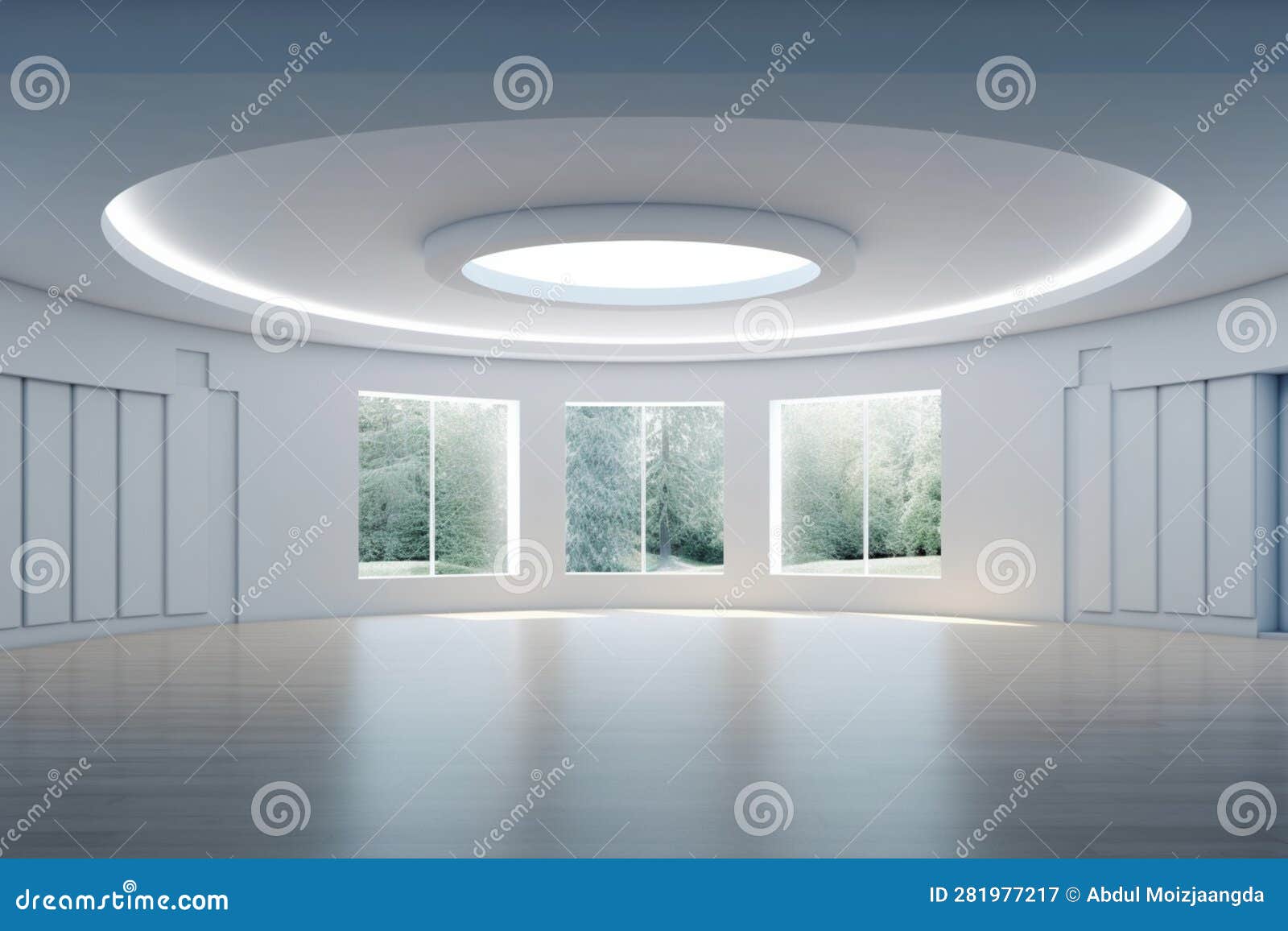Contemporary Round-shaped Room with a Minimalist and Empty Interior ...