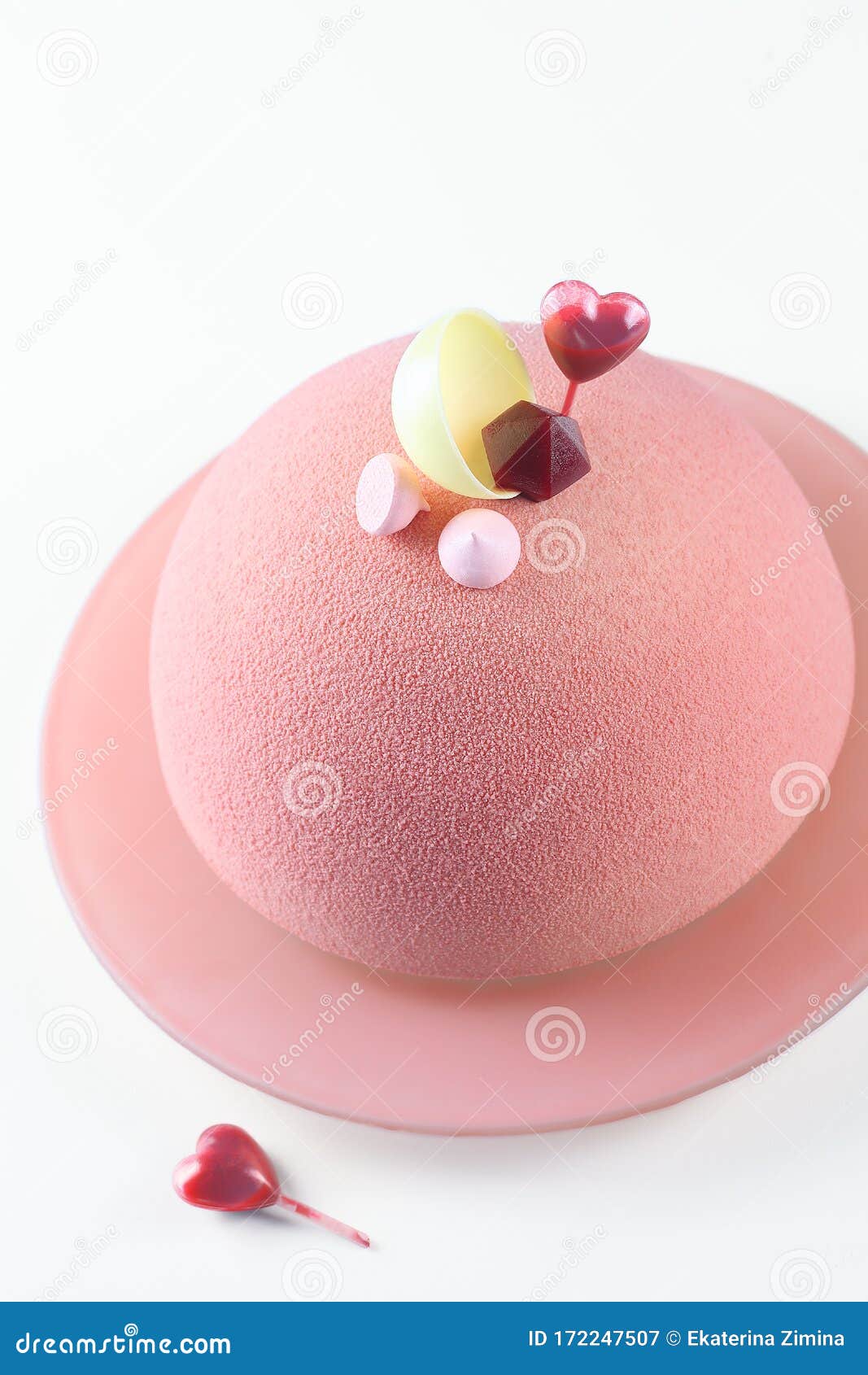 Contemporary Ruby Chocolate Dome Mousse Cake Stock Image - Image of ...