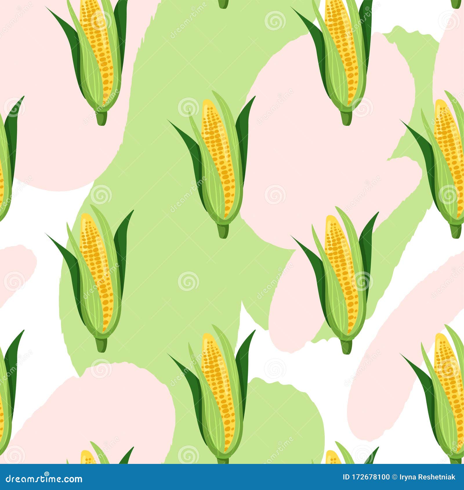 Contemporary Seamless Pattern with Corn Vegetable and Abstract ...