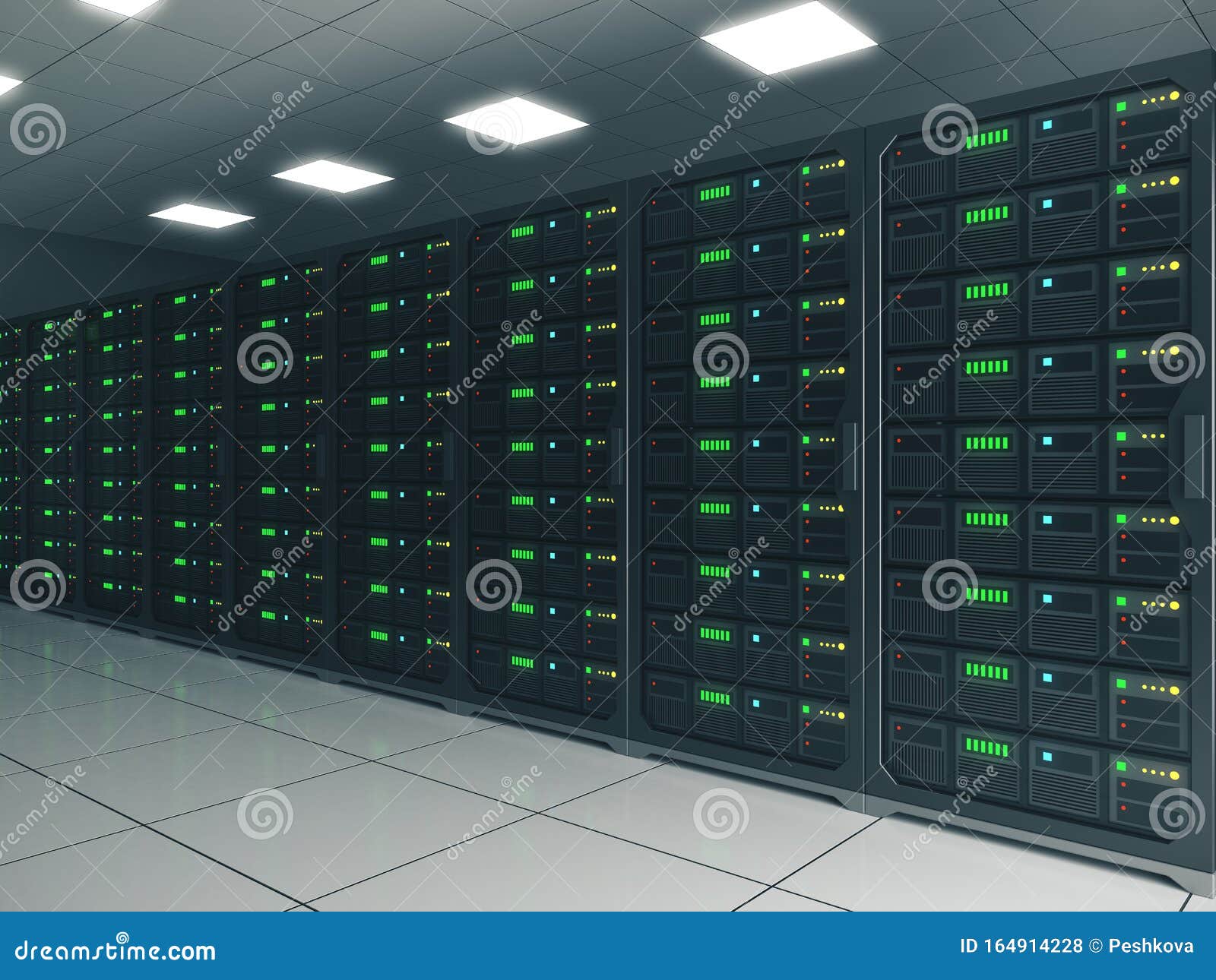 Contemporary server room stock illustration. Illustration of datacenter ...