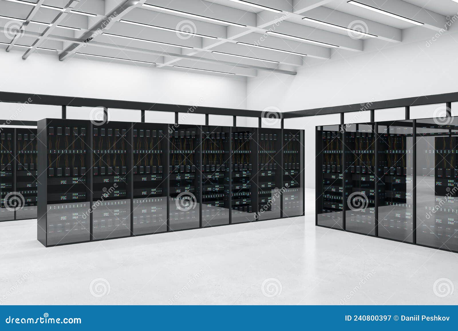 Contemporary Server Room Interior. Datacenter, Security and Database ...