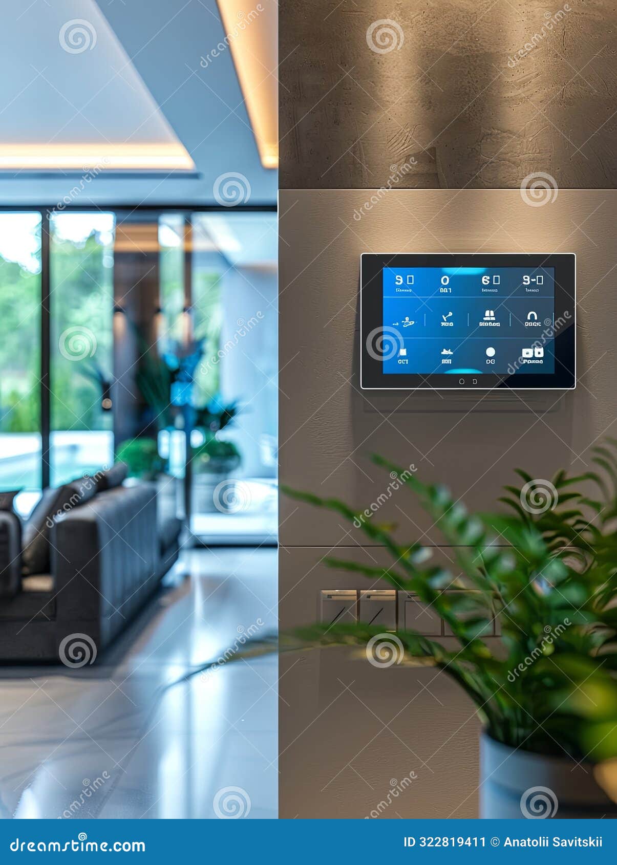 A Contemporary Smart Home Control Panel with a Touchscreen Interface ...