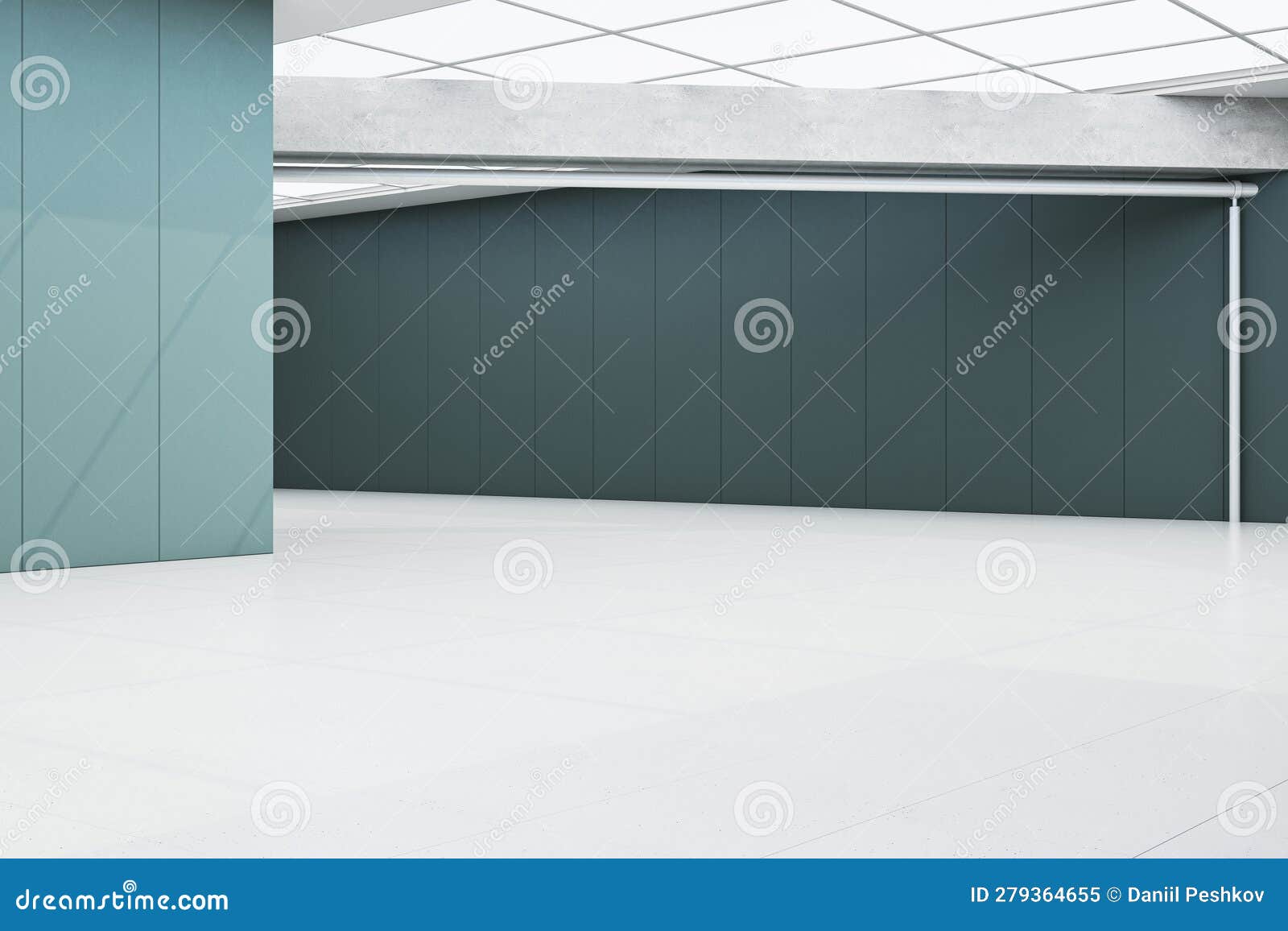 Contemporary Spacious Empty Tile Interior With Mock Up Place And Glass ...