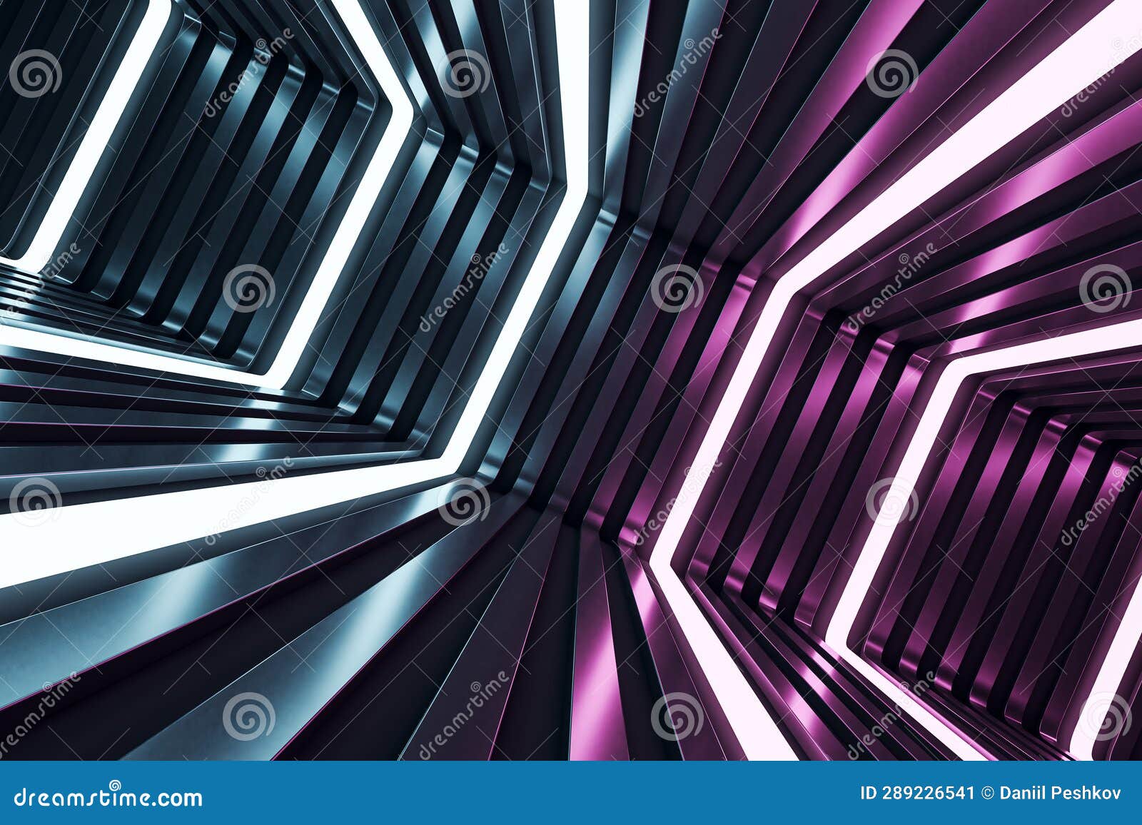 Contemporary Spacious Metal Colorful Interior at an Angle. Stock ...