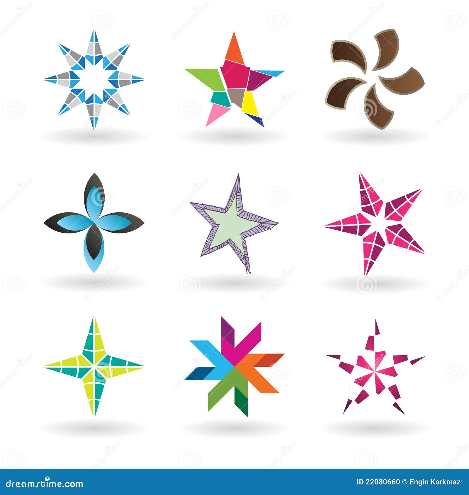 Contemporary Star Icons stock vector. Illustration of green - 22080660