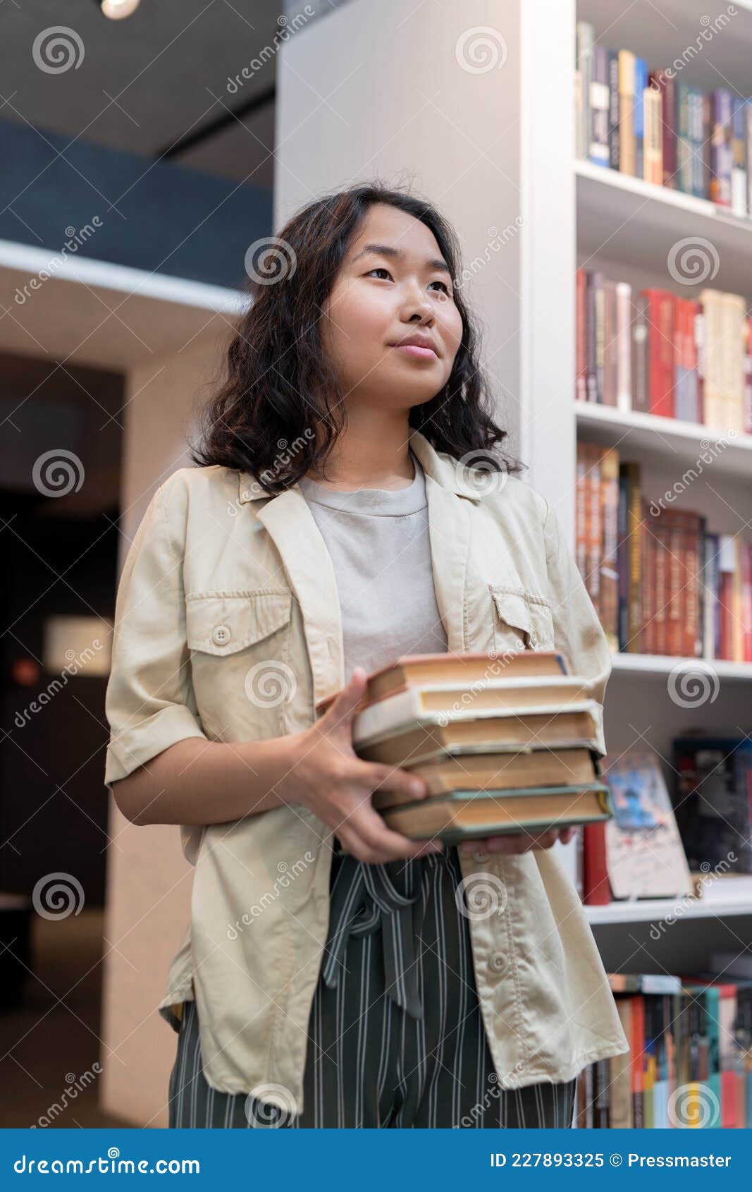 Contemporary Student with Stack of Books Stock Image - Image of cute ...