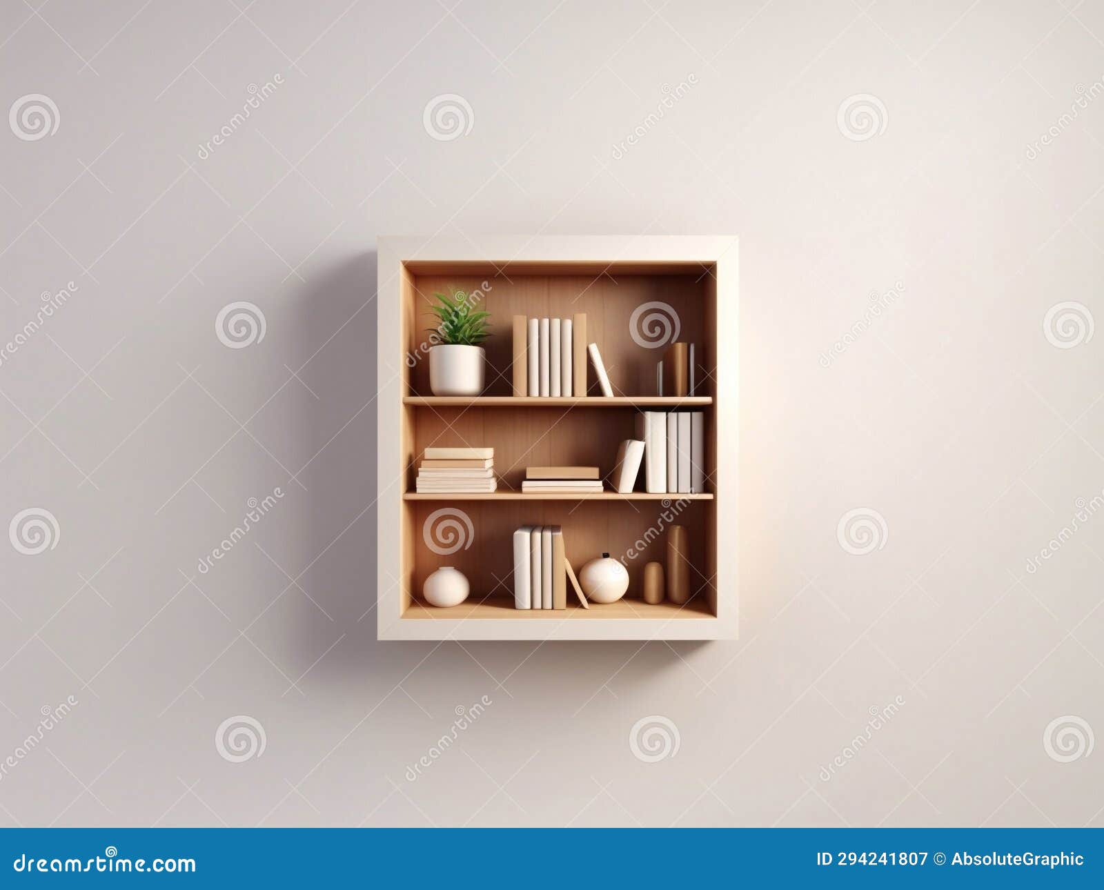 Beautiful Mini Wooden Bookshelf on Wall with Books Isolated on White ...