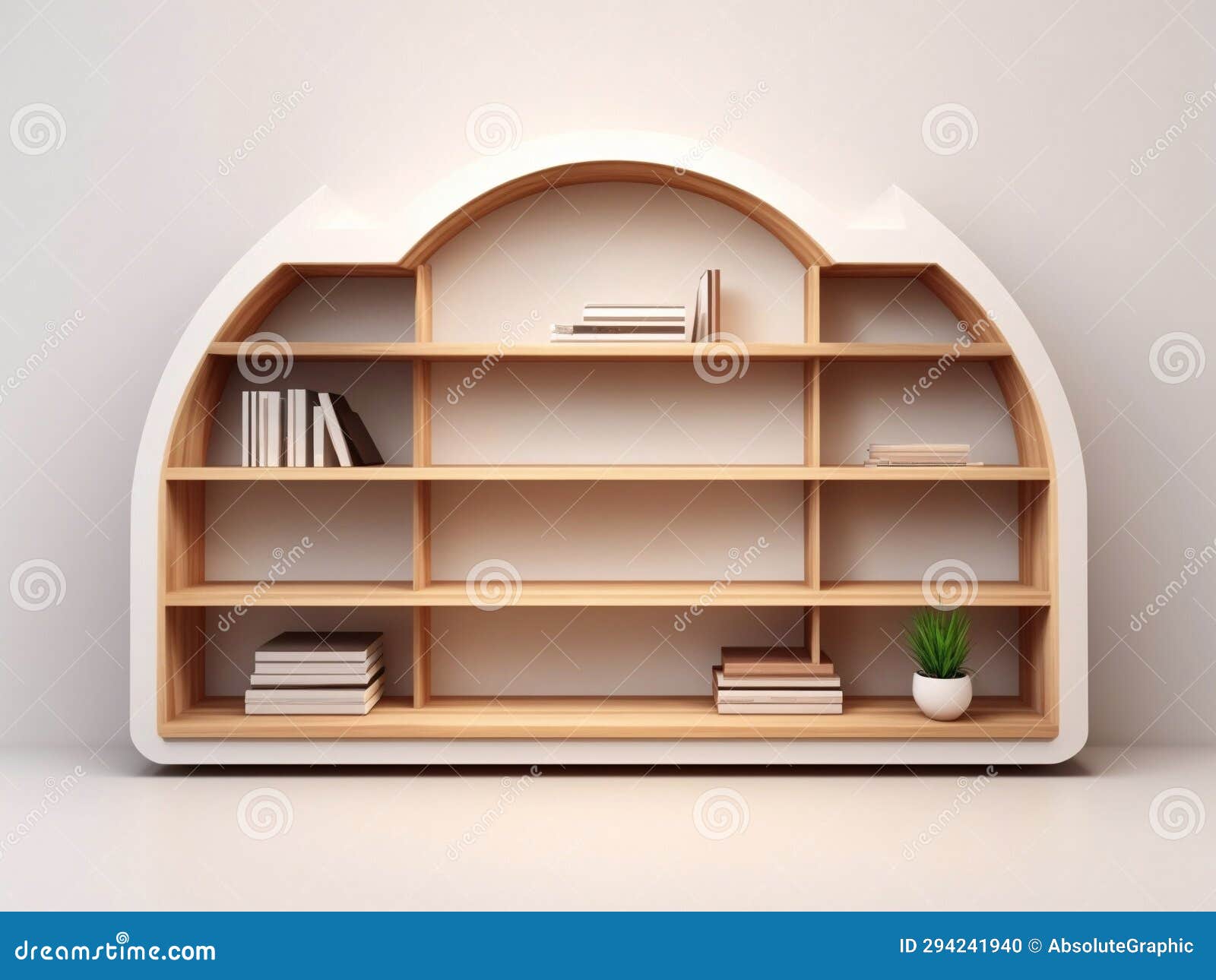 Modern Design Bookshelf with Books Isolated on White Background Stock ...