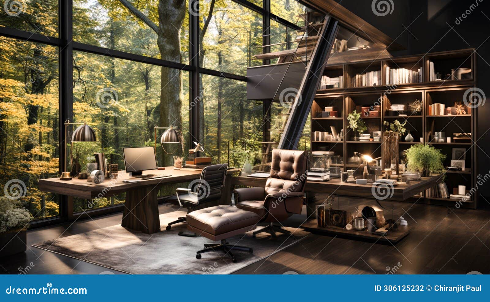 Contemporary Style Corporate Office with Open Space Interior Stock ...