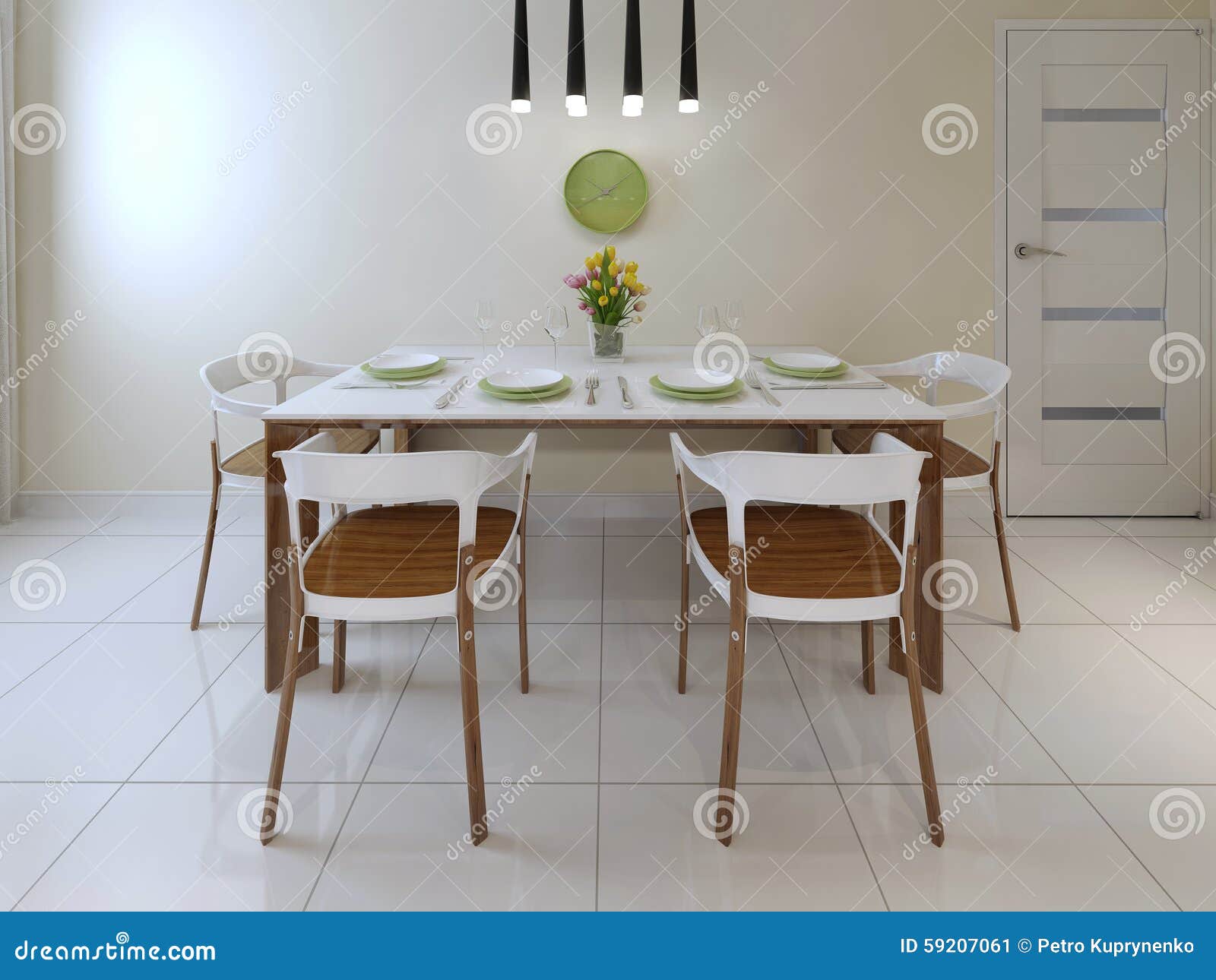 Contemporary Style Dining Table Stock Illustration - Illustration of ...