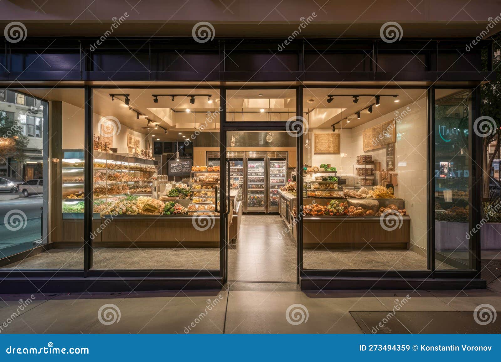 Contemporary Style Grocery Store Window - Generative AI Stock ...
