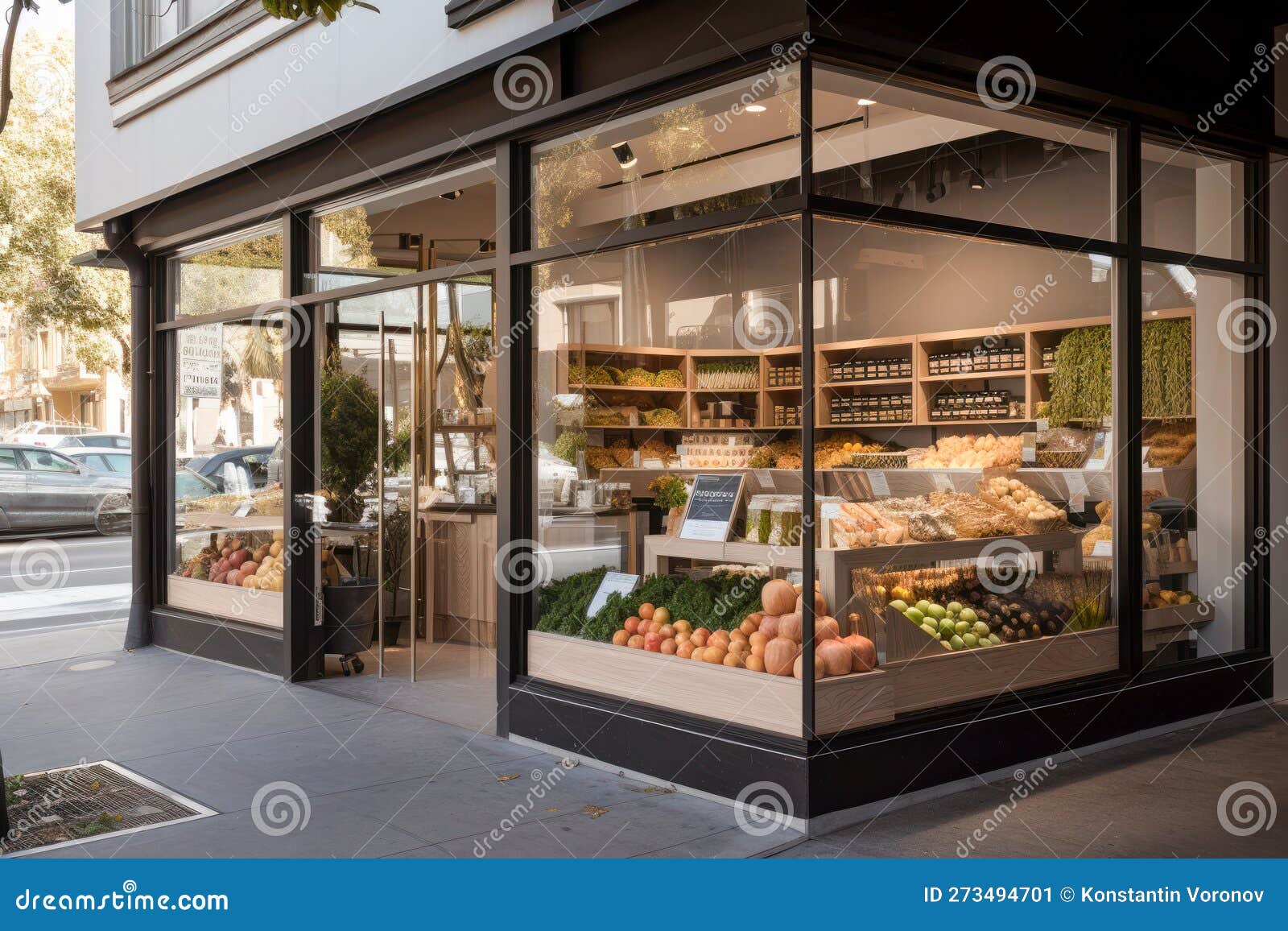 Contemporary Style Grocery Store Window - Generative AI Stock ...