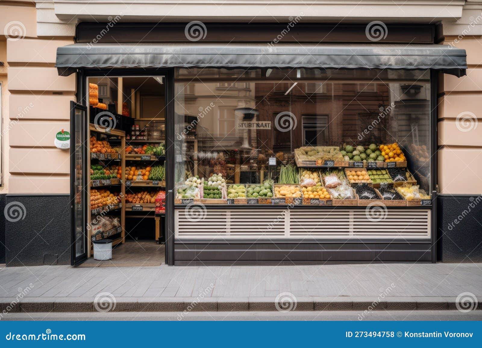Contemporary Style Grocery Store Window - Generative AI Stock ...