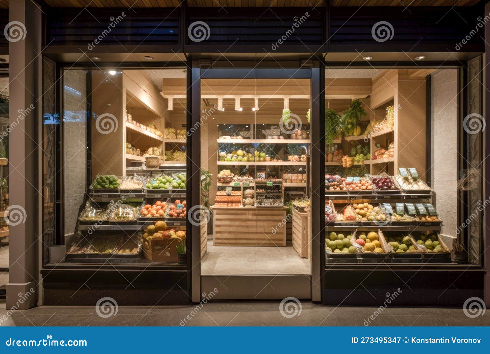 Contemporary Style Grocery Store Window - Generative AI Stock ...