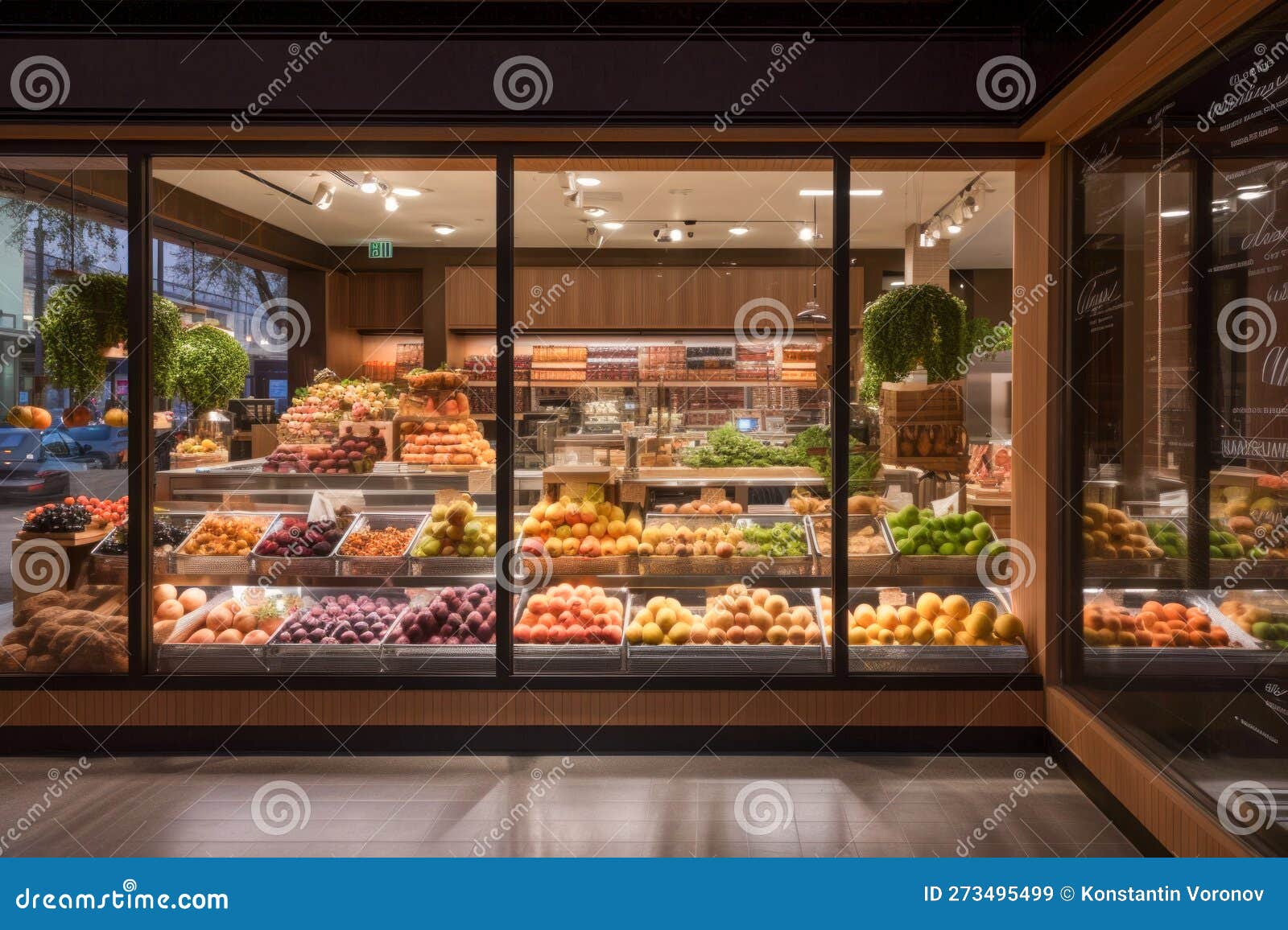 Contemporary Style Grocery Store Window - Generative AI Stock ...