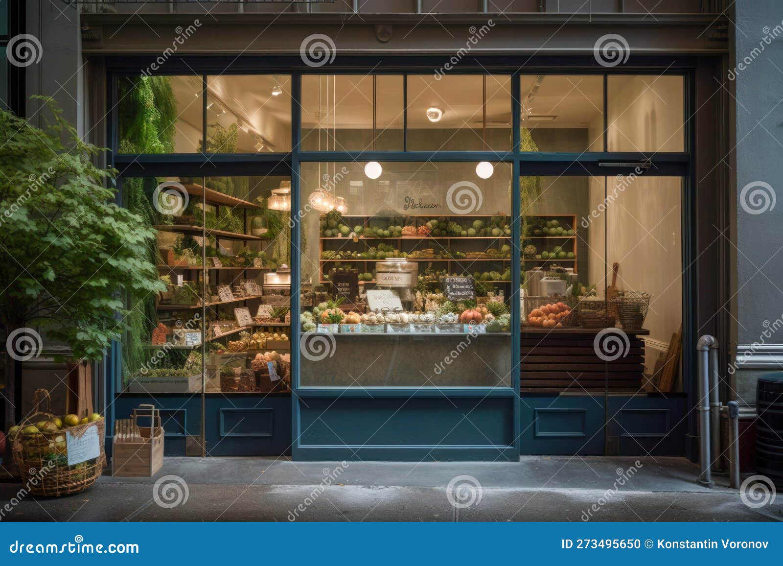 Contemporary Style Grocery Store Window - Generative AI Stock ...