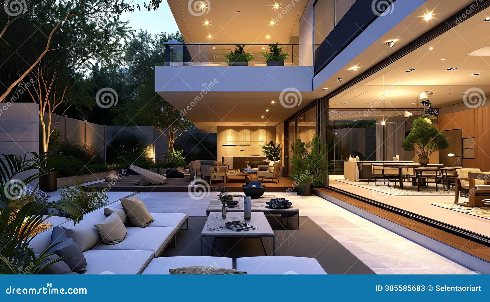 Contemporary Terrace Room Design Stock Illustration - Illustration of ...