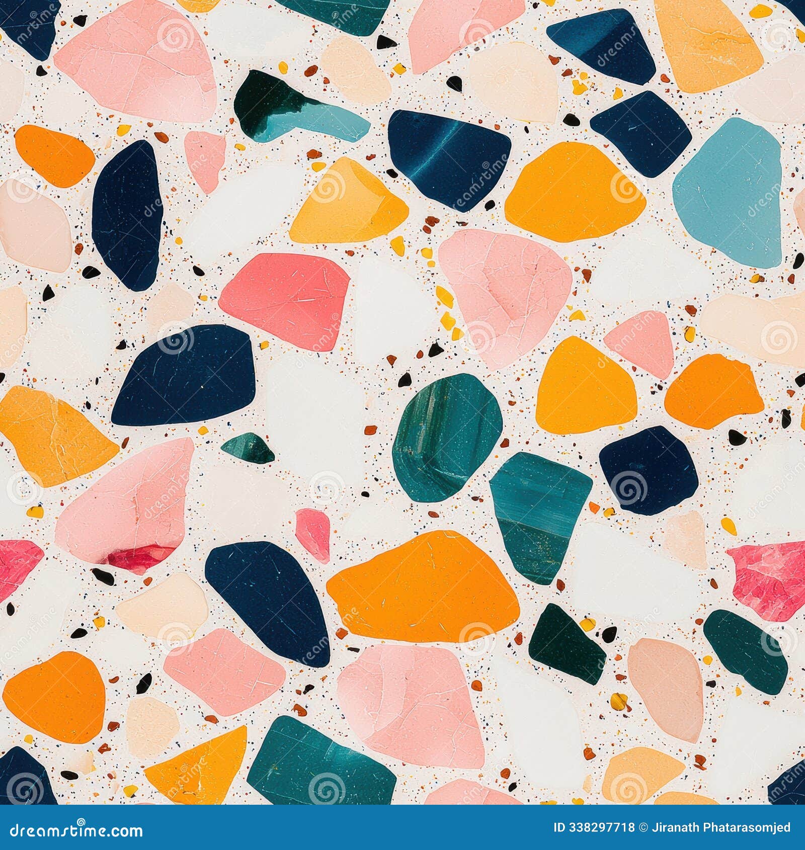 Contemporary Terrazzo Tile Seamless Pattern Design with Mixed Stones ...