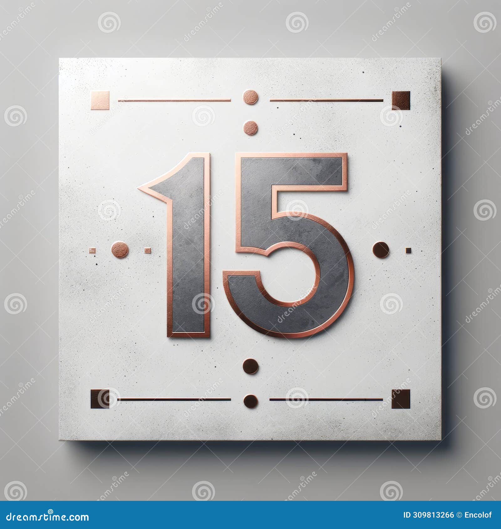 Contemporary 15th Anniversary Copper on Concrete Stock Illustration ...