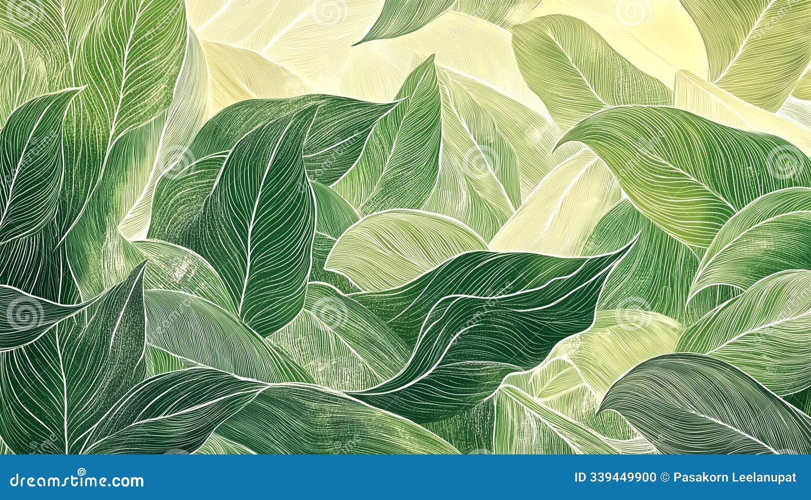 Contemporary Thai Pattern Combining Natural Elements Like Leaves Stock ...