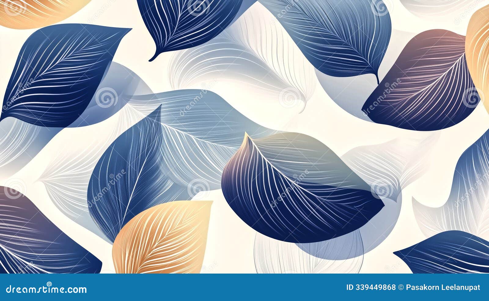 Contemporary Thai Pattern Combining Natural Elements Like Leaves Stock ...