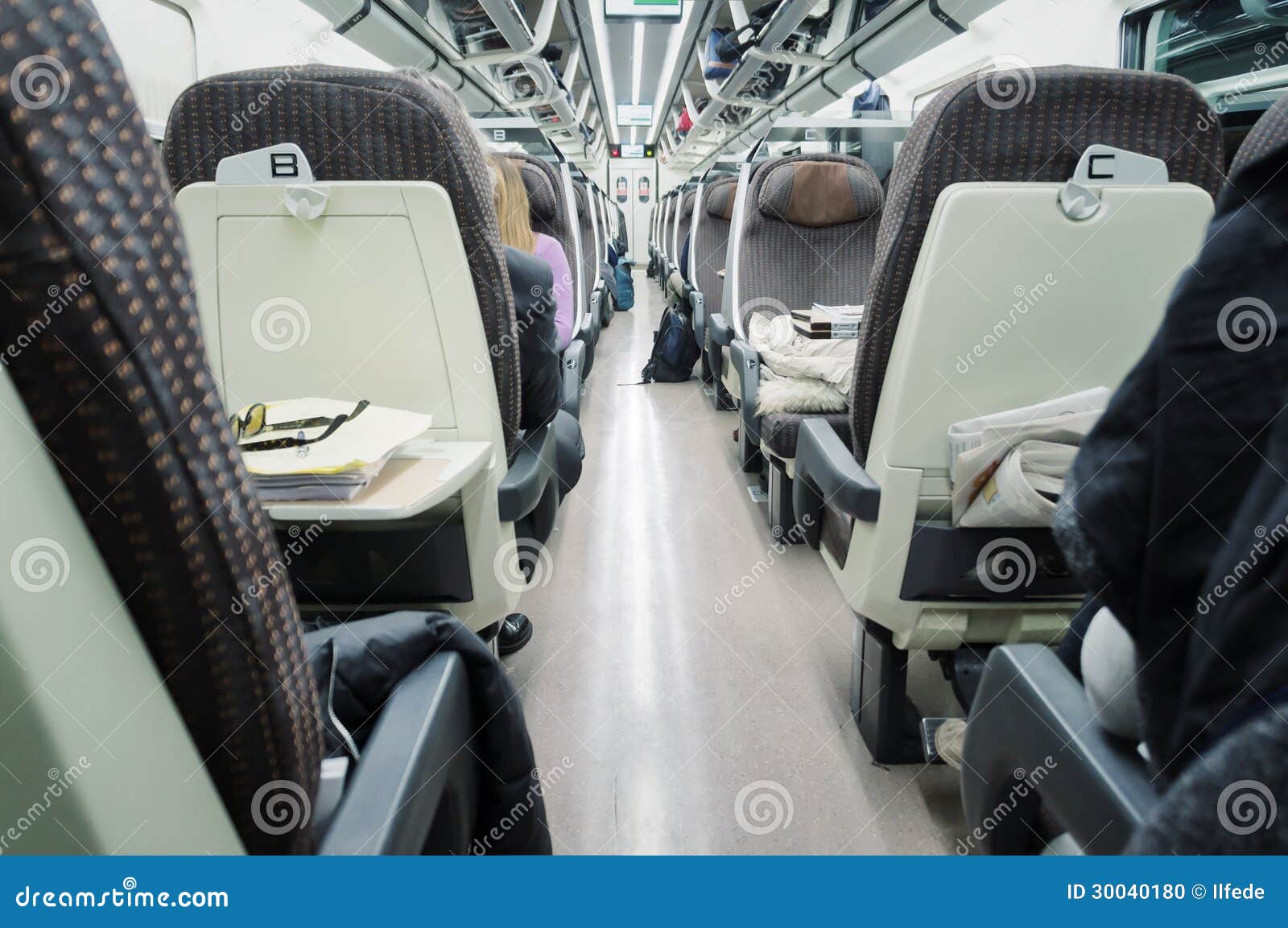 Interior View of Modern Speed Train Stock Photo - Image of passenger ...