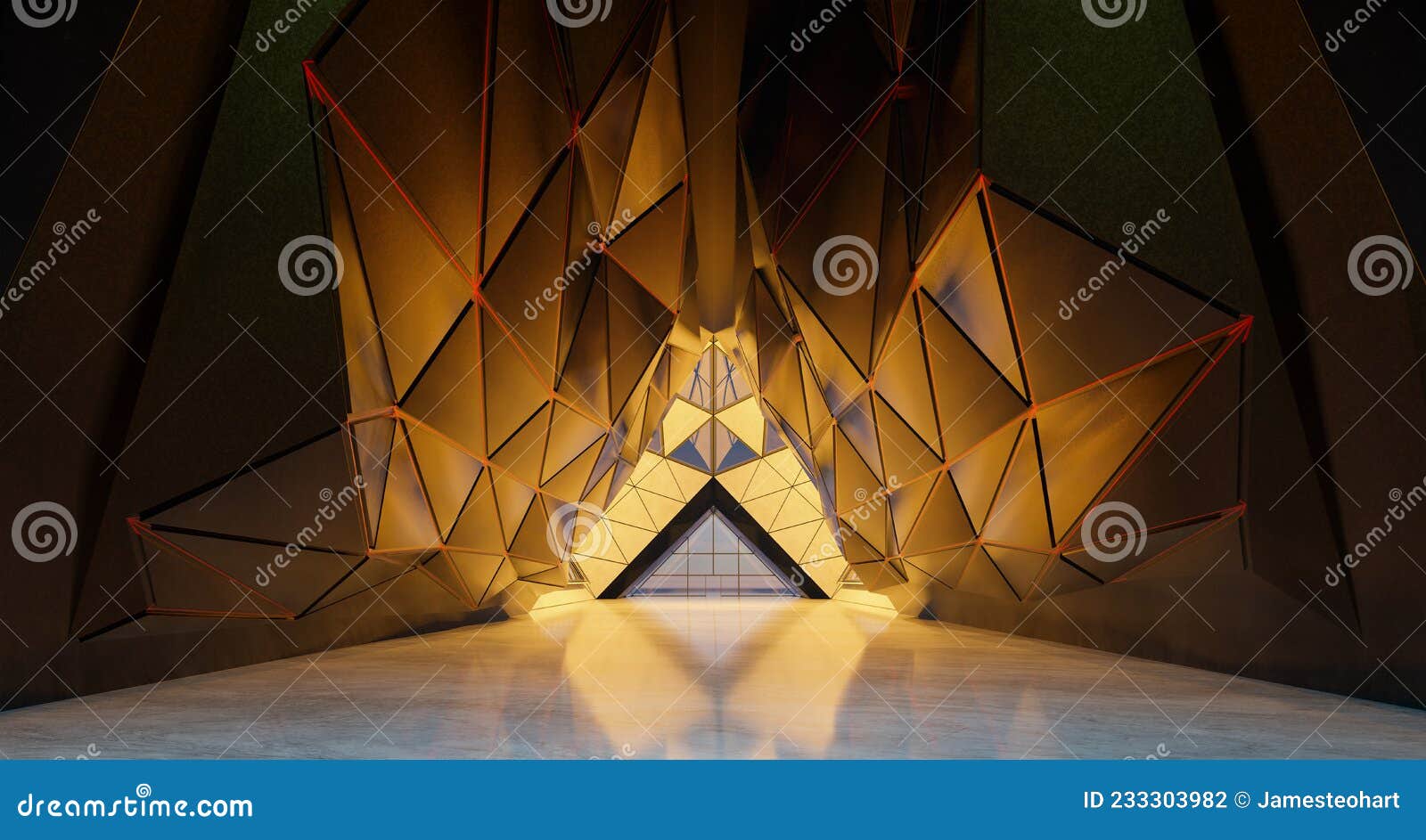 Contemporary Triangle Shape Design Building Interior Stock Illustration ...