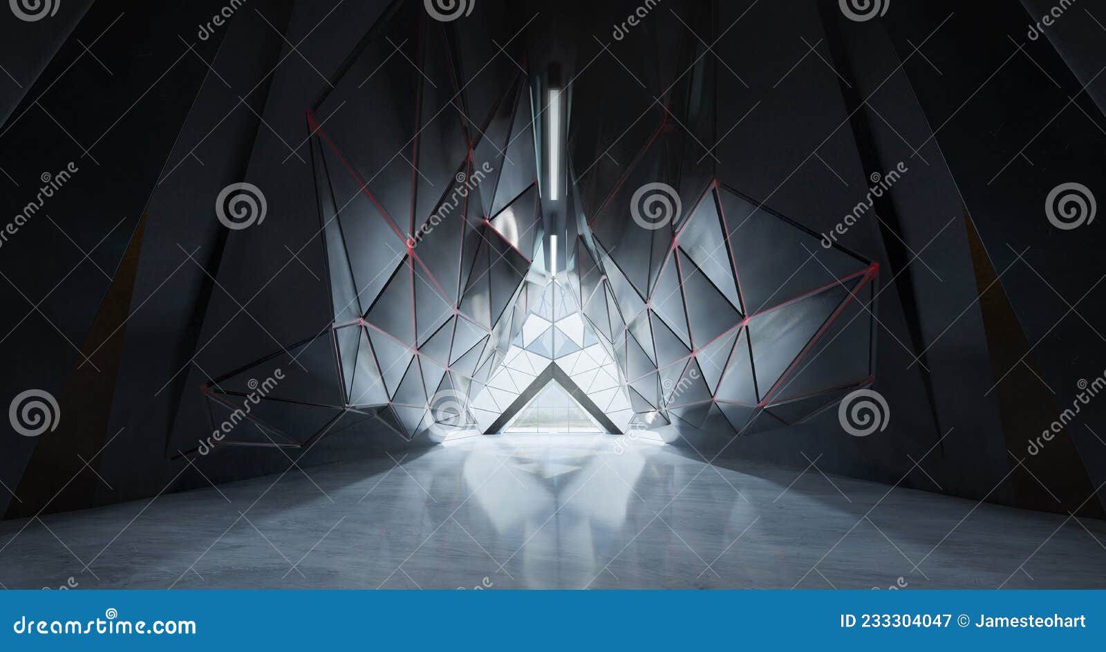 Contemporary Triangle Shape Design Building Interior Stock Illustration ...