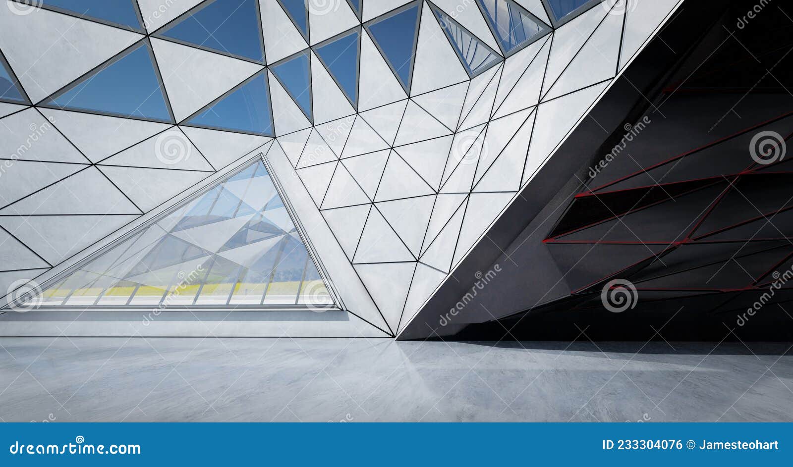 Contemporary Triangle Shape Design Building Interior Stock Illustration ...