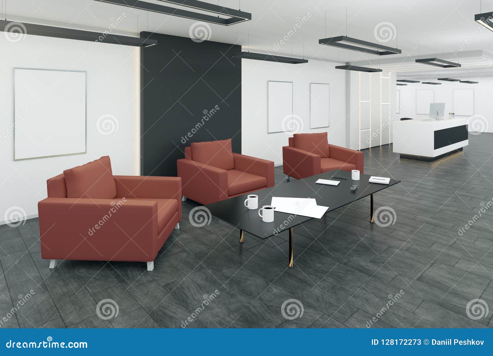 Contemporary waiting area stock illustration. Illustration of inside ...