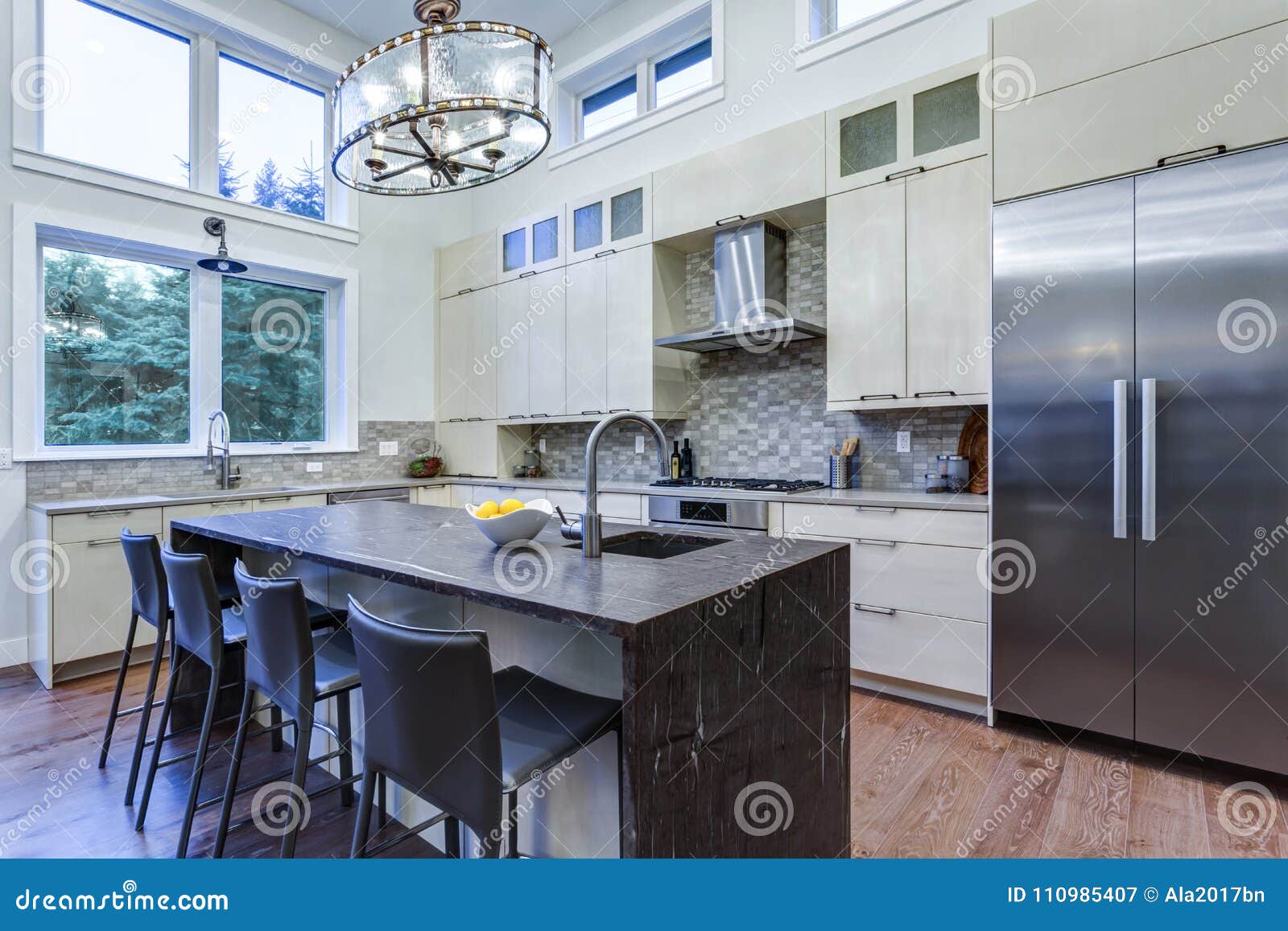 Contemporary White Kitchen with High-end Kitchen Appliances Stock Image ... Contemporary White Kitchen with High-end Kitchen Appliances Stock Image ...