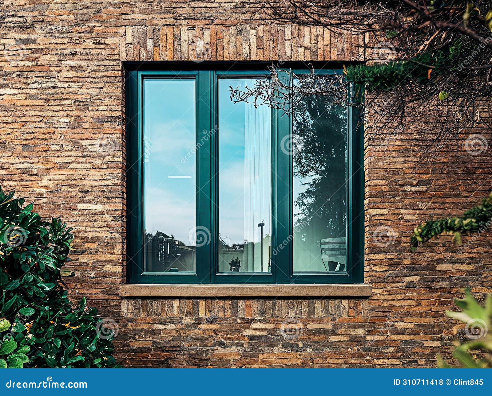 A Contemporary Window Stands Out Set Within A Textured Brick Wall ...