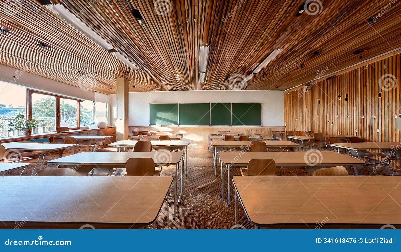 Contemporary Wooden Classroom Interior Stock Illustration ...