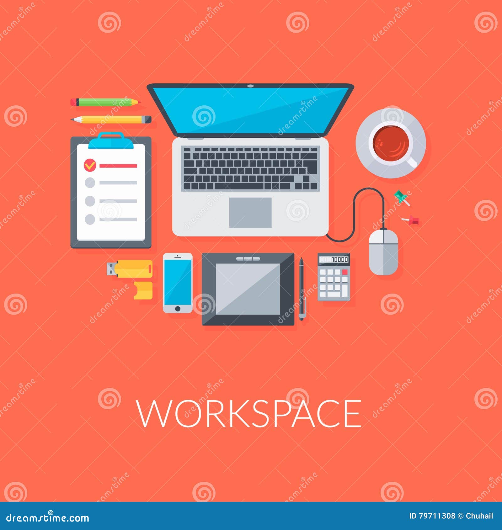 Contemporary Workplace Background. Stock Vector - Illustration of ...
