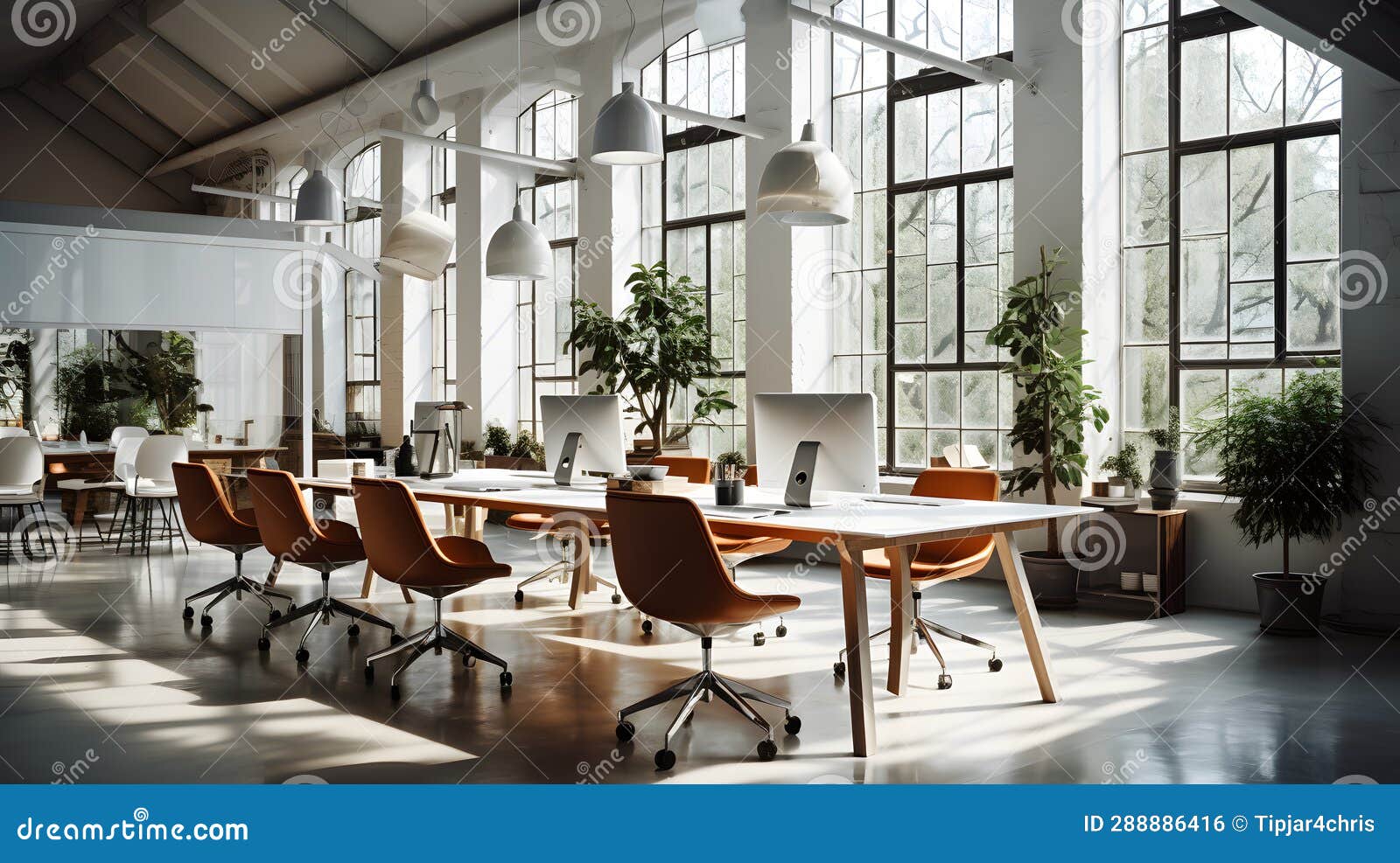 Contemporary Workspace Fusion: White and Beige Elements in Industrial ...