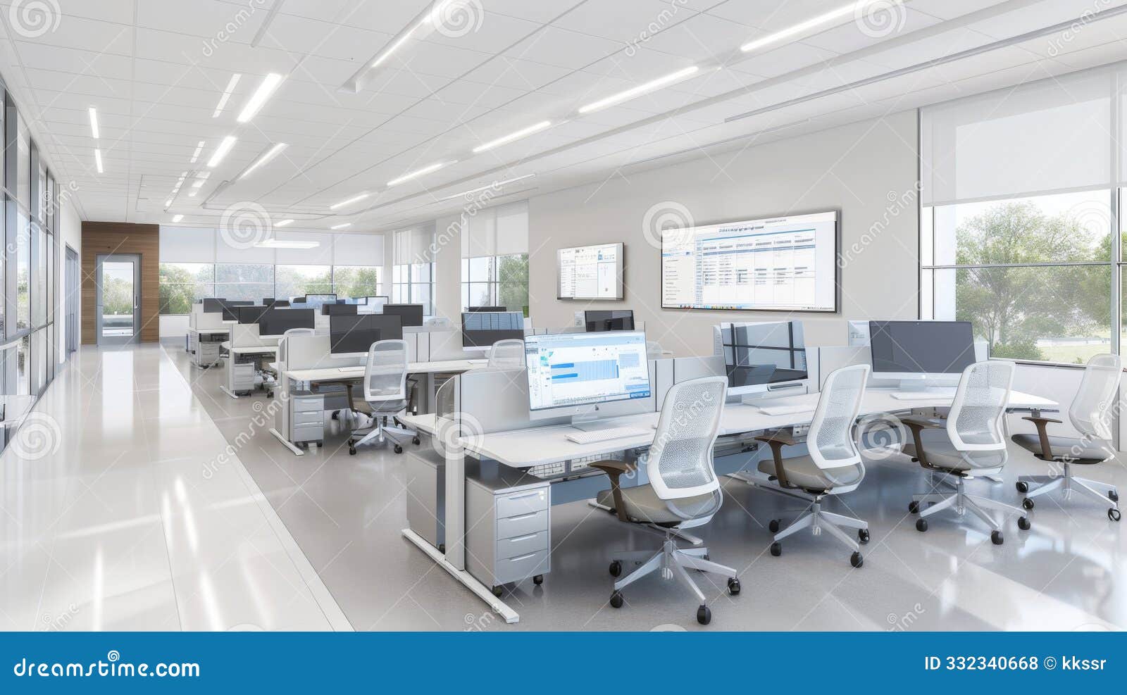 Contemporary Workspace with Interactive Whiteboards and Digital ...