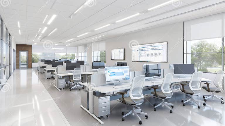 Contemporary Workspace with Interactive Whiteboards and Digital ...