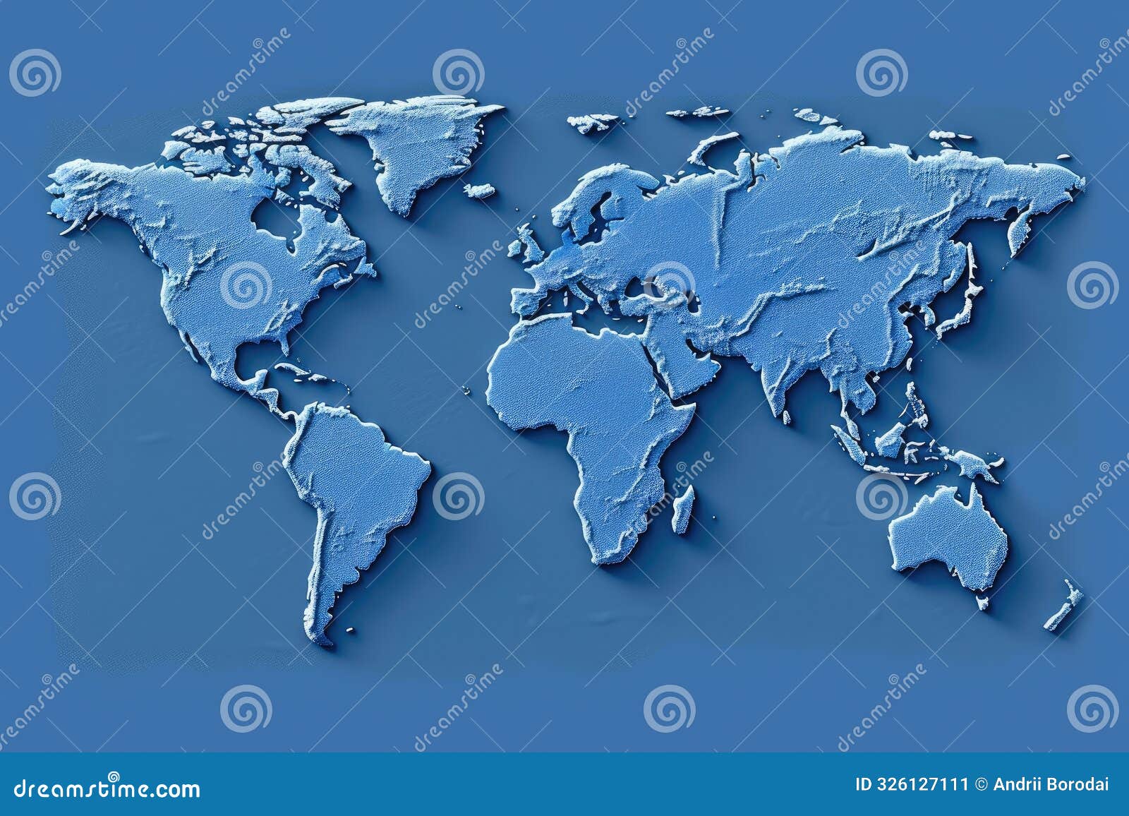Contemporary World Map in Blue Hues. Stock Illustration - Illustration ...