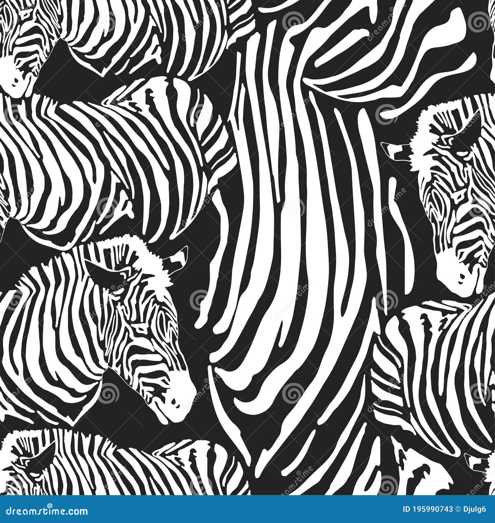 Contemporary Zebra Seamless Patter. Black and White Fabric Pattern ...