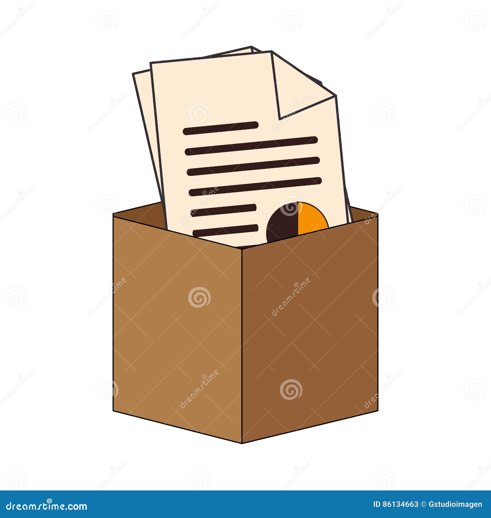 Contenitore Variopinto Di Cartone Con I Documenti Illustrazione ...