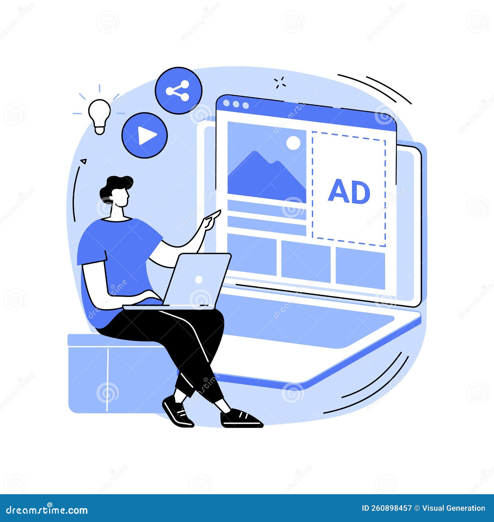 Content Ads Creation Isolated Cartoon Vector Illustrations. Stock ...