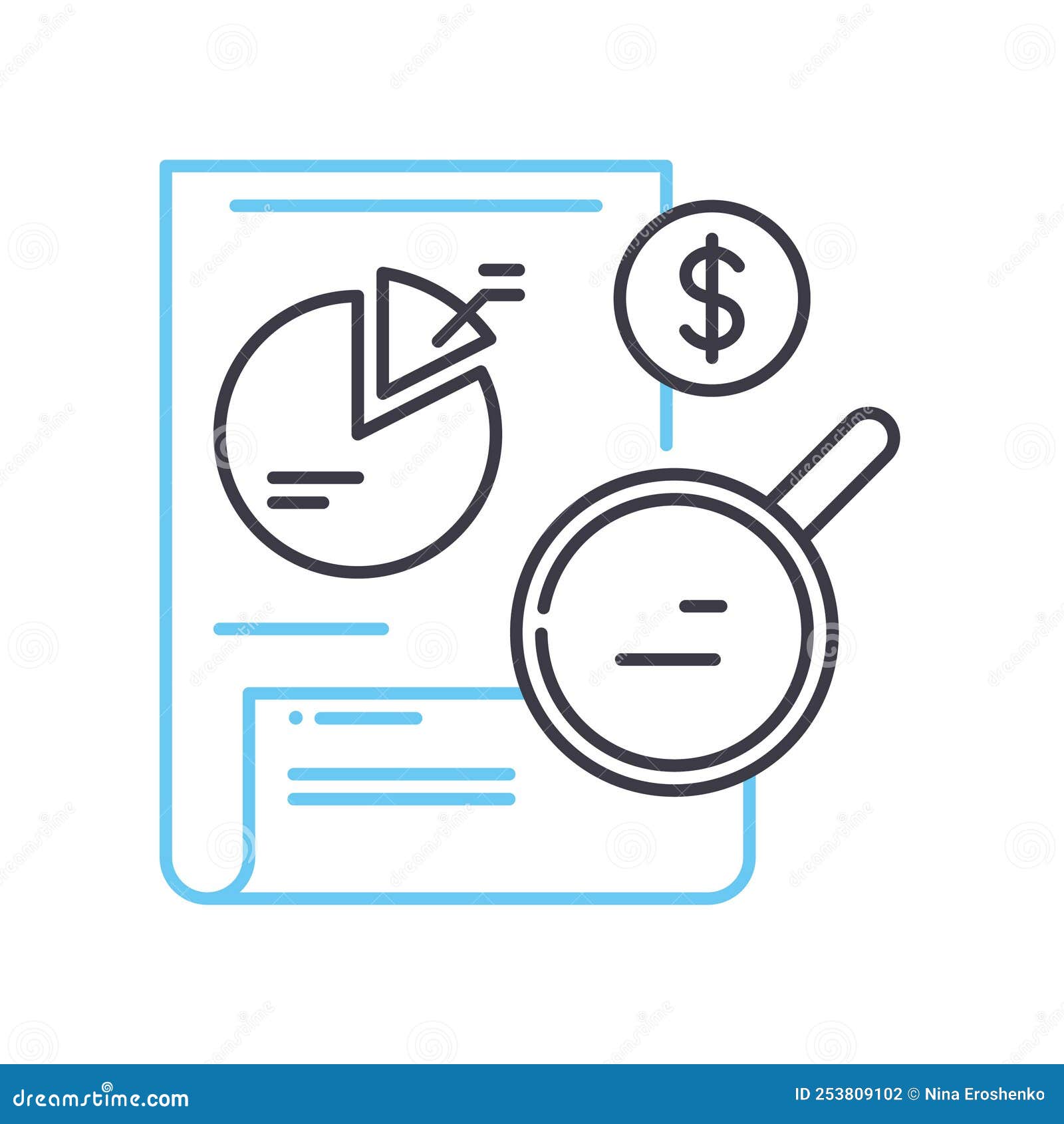 Content Analysis Line Icon, Outline Symbol, Vector Illustration ...