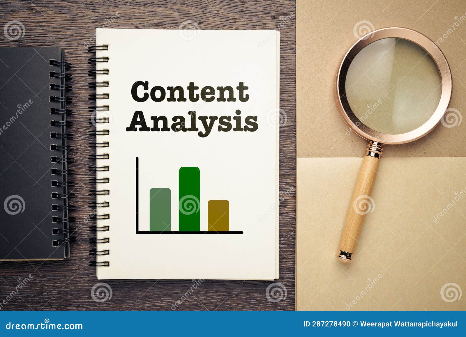 Content Analysis on Notebook Stock Photo - Image of idea, desk: 287278490