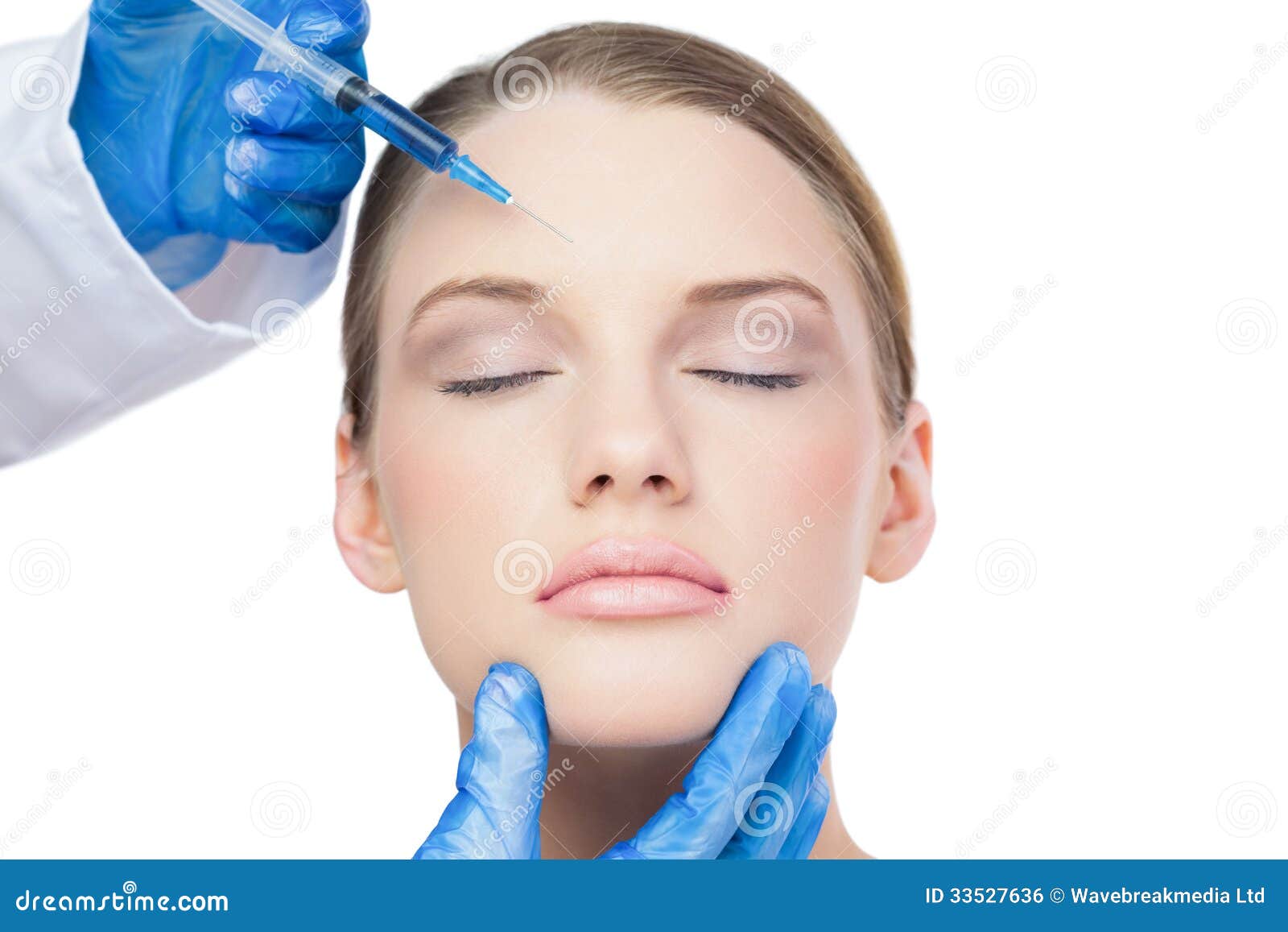 Content Attractive Model Having Botox Injection on the Forehead Stock ...