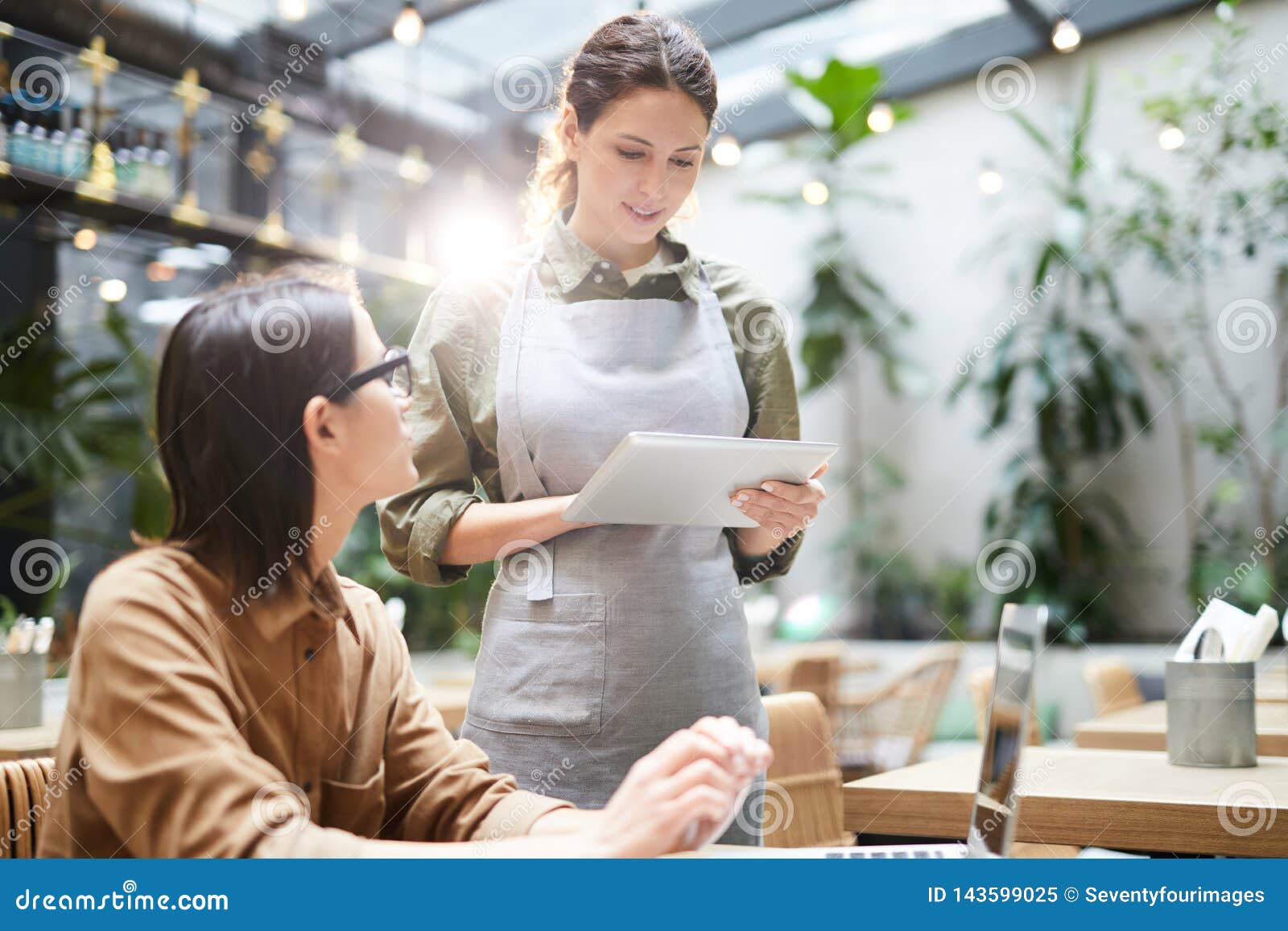 Waitress Taking Order from Guest Stock Image - Image of checking ...